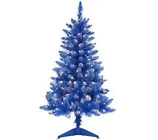 PULEO INTERNATIONAL 4' Pre-lit Fashion Blue Chr Istmas Tree - One-color