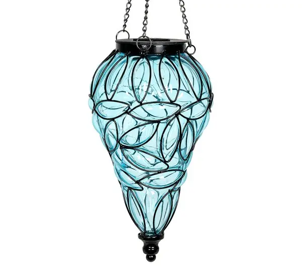 EXHART Tear-shaped Solar Glass Hanging Lantern Exha Rt - One-color