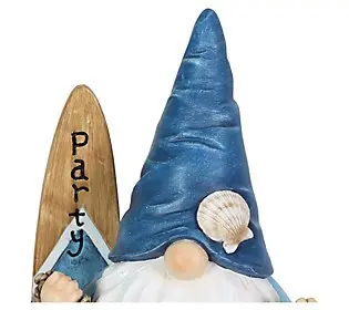 EXHART Solar-powered Lighted Surfer Beach Gnome Statue