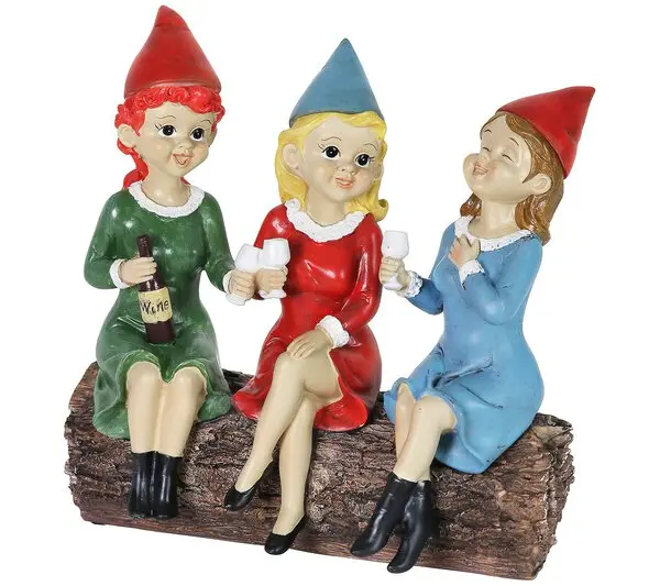 EXHART Solar Good Time Gals Wine Gnomes
