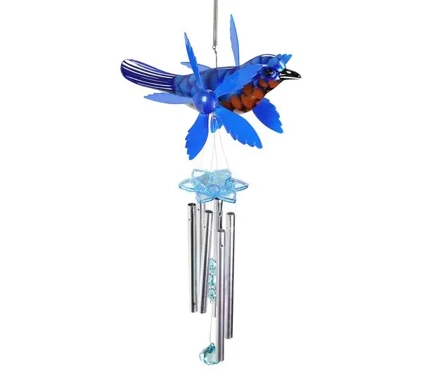EXHART Blue Bird Spinning Wings Wind Chime - One-color