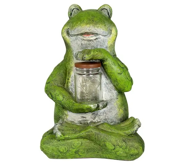 EXHART Solar Led Frog With Jar Of Fireflies - One-color