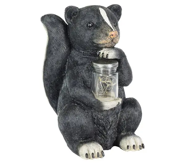 EXHART Solar Firefly Jar Skunk Statuary
