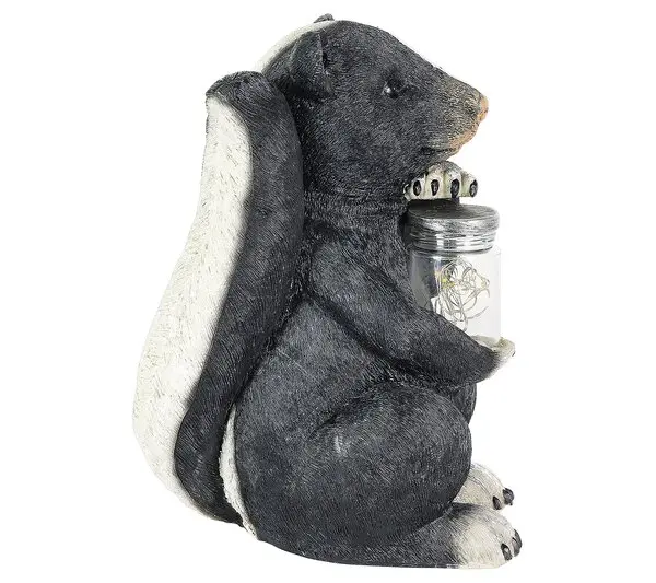EXHART Solar Firefly Jar Skunk Statuary