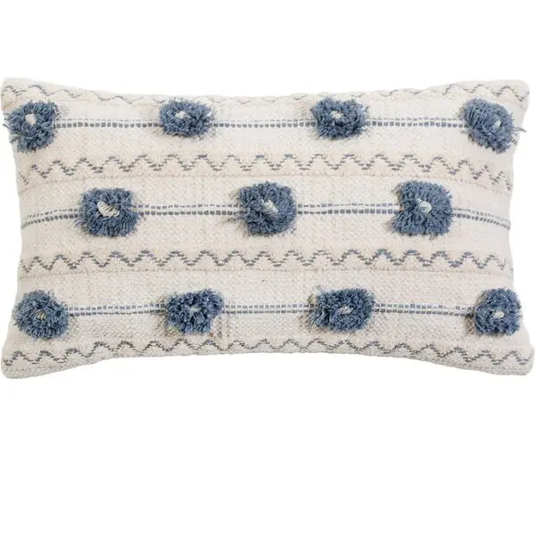 POM POM AT HOME Izzy Accent Pillow - Ivory/denim