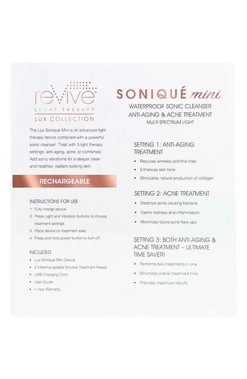 REVIVE LIGHT THERAPY Lux Soniqué Mini Led Sonic Cleansing Device System