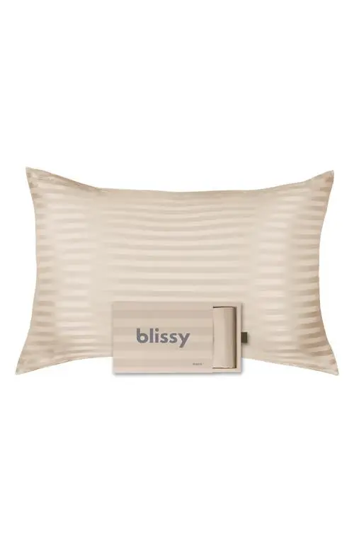BLISSY Mulberry Silk Pillowcase - Champagne Stripe