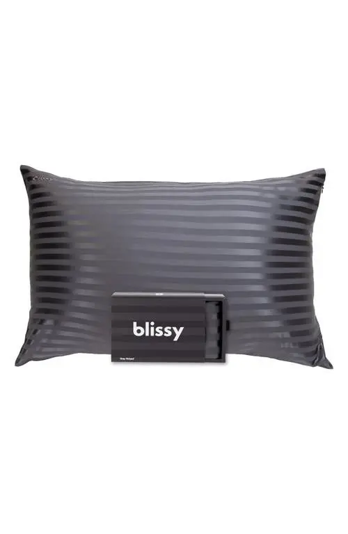 BLISSY Mulberry Silk Pillowcase - Grey Stripe