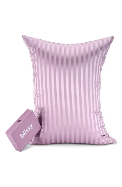 BLISSY Mulberry Silk Pillowcase - Lavender Striped