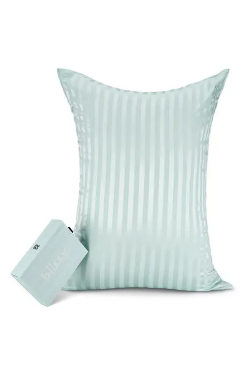 BLISSY Mulberry Silk Pillowcase - Mint Striped