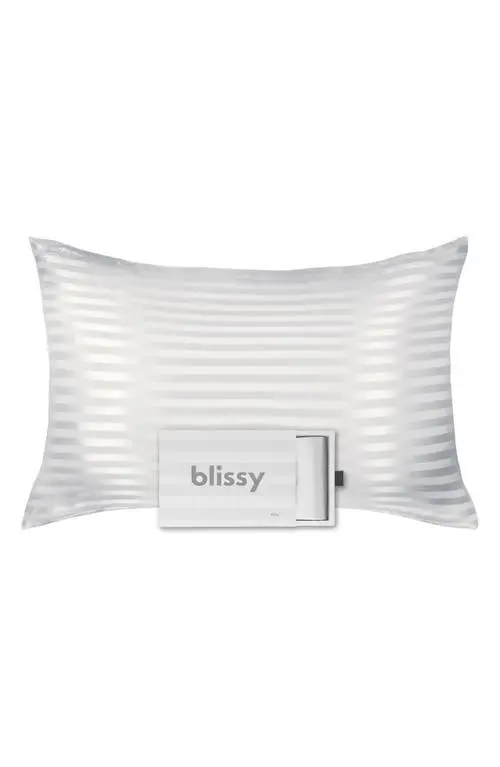 BLISSY Mulberry Silk Pillowcase - White Stripe