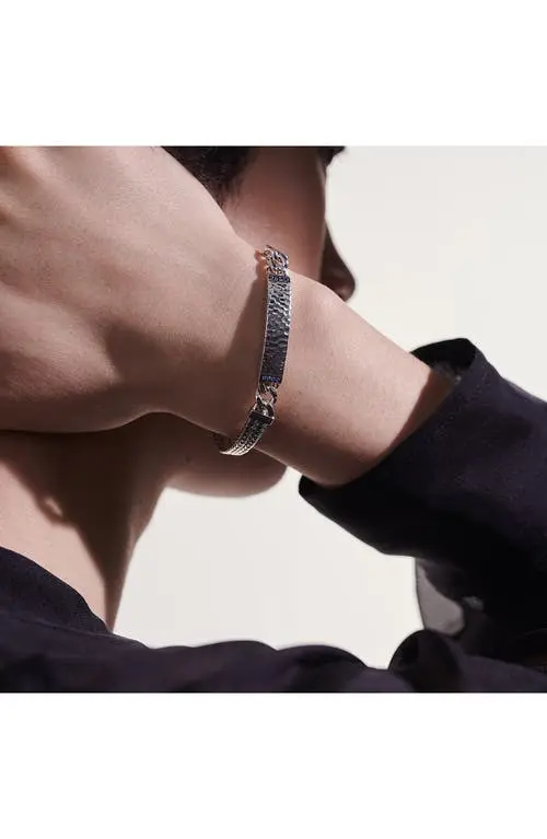 John Hardy Classic Chain Hammered Id Station Bracelet With Sapphires