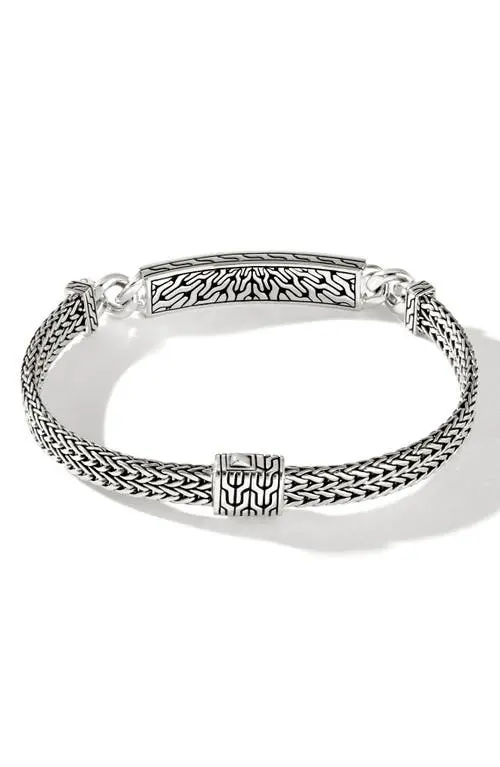 John Hardy Classic Chain Hammered Id Station Bracelet With Sapphires