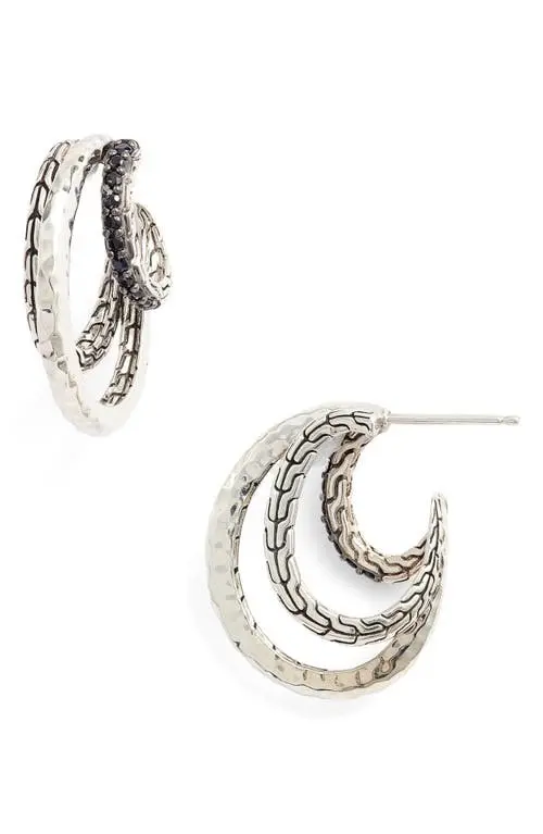 John Hardy Classic Chain Hammered Hoop Earrings - Black