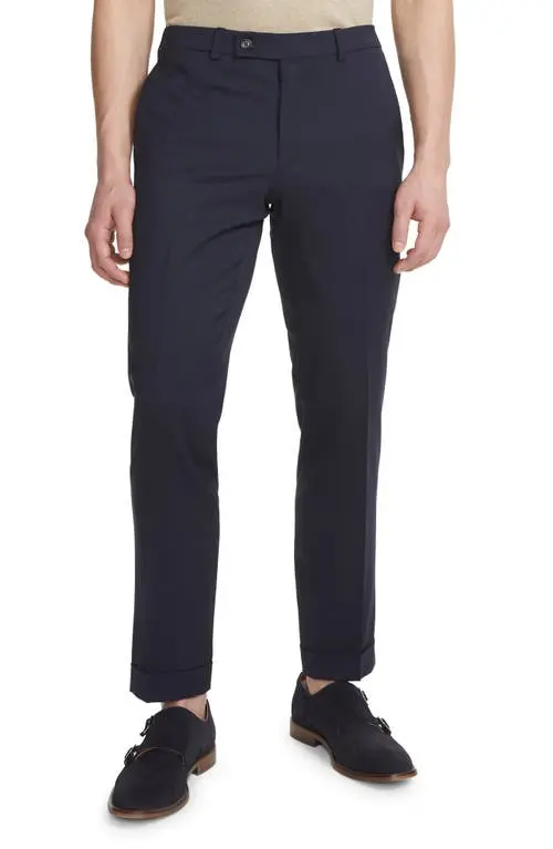 JACK VICTOR Payne Flat Front Wool Trousers - Navy
