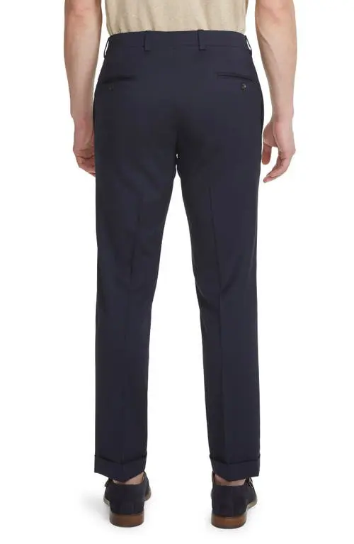 JACK VICTOR Payne Flat Front Wool Trousers - Navy