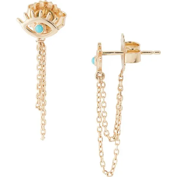 Anzie X Mel Soldera Evil Eye Chain Earrings - Turquoise