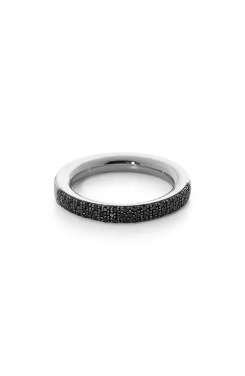 Monica Vinader Fiji Pavé Black Diamond Ring - Sterling Silver