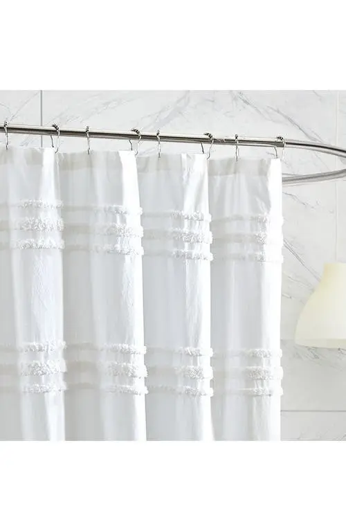 Dkny Chenille Stripe Shower Curtain - White