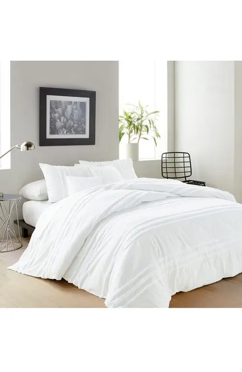 Dkny Chenille Stripe Comforter & Shams Set - White