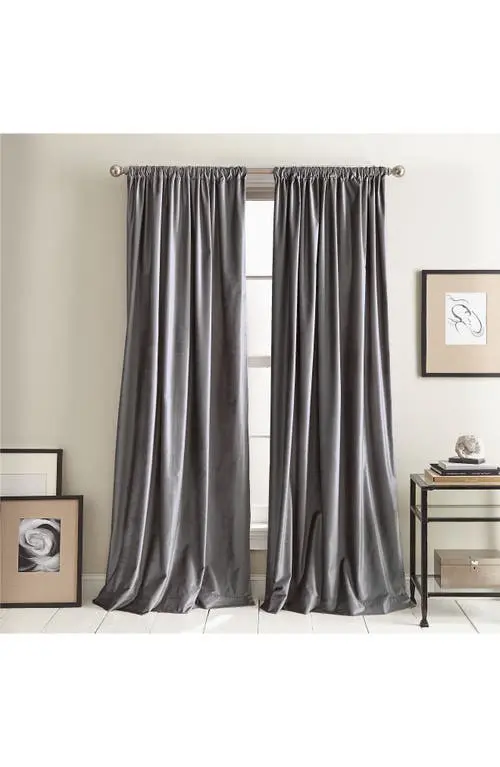 Dkny Modern Knotted Velvet Set Of 2 Window Panels - Charcoal