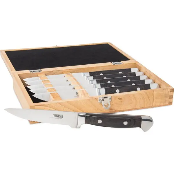 VIKING Steakhouse 6-piece Pakka Wood Steak Knife Set - Black