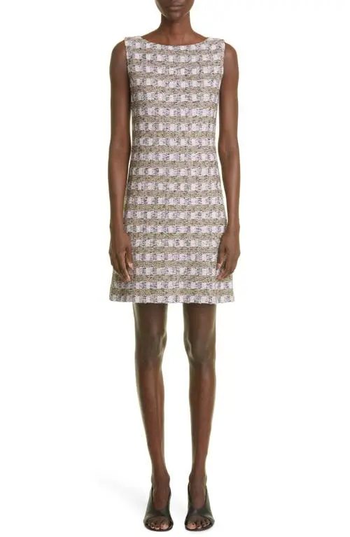 St. John Sleeveless Tweed Sheath Dress