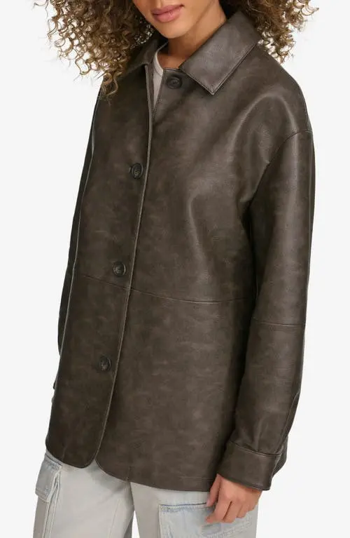 LEVI'S Oversized Faux Leather Relaxed Jacket - Ash