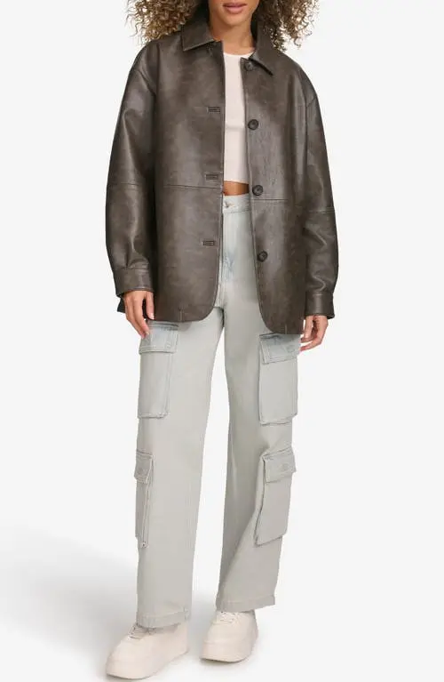 LEVI'S Oversized Faux Leather Relaxed Jacket - Ash