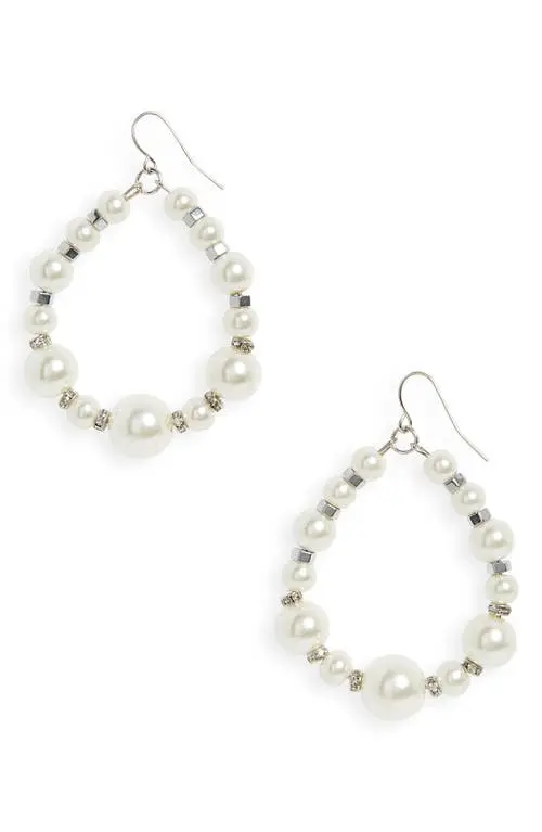 CRISTABELLE Crystal And Faux Hoop Earrings - Sil/white
