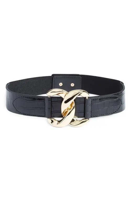 Nordstrom Croc Embossed Faux Leather Statement Belt - Black