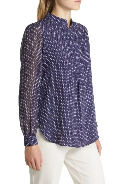 Anne Klein Geo Print Poet Blouse