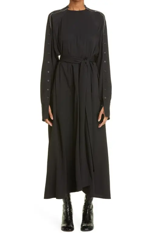 Proenza Schouler Buttoned Long Sleeve Belted Midi Dress