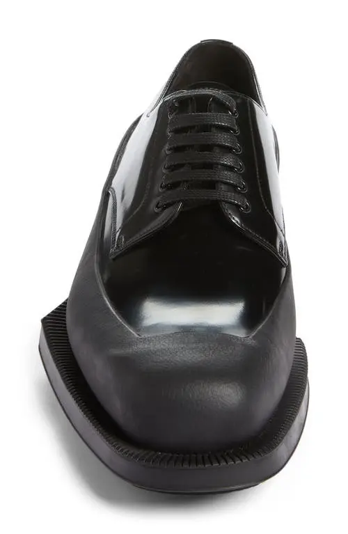 Prada Spazzolato Square Toe Derby - Black | Editorialist