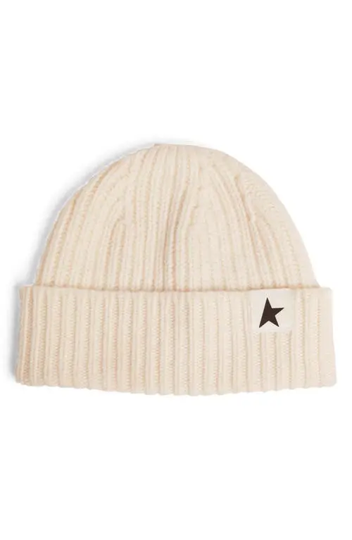 GOLDEN GOOSE Damian Star Cuff Rib Beanie - Off White