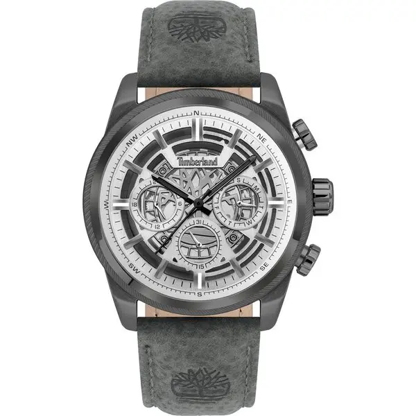 Timberland Hadlock Multifunction Leather Strap Watch - Black