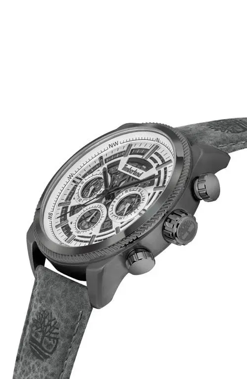 Timberland Hadlock Multifunction Leather Strap Watch