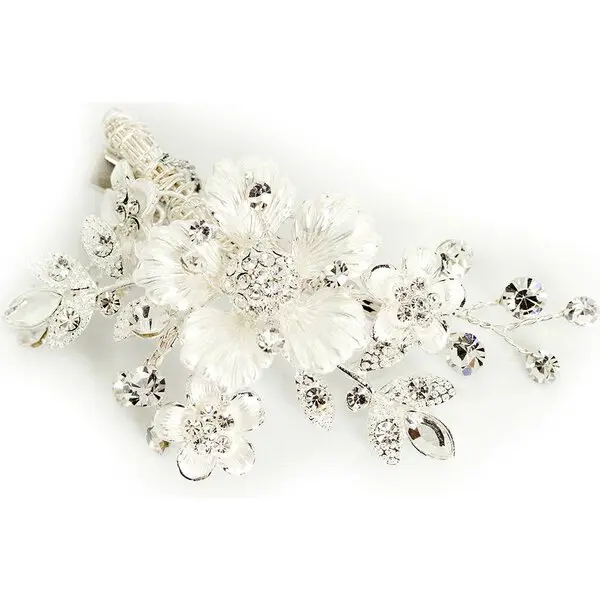 Brides & Hairpins Alessandra Floral Crystal Clip - Silver