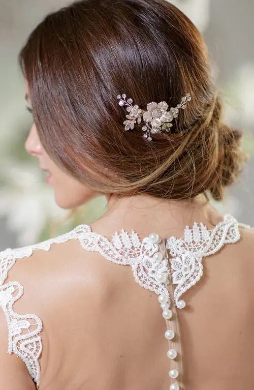 Brides & Hairpins Alessandra Floral Crystal Clip - Silver