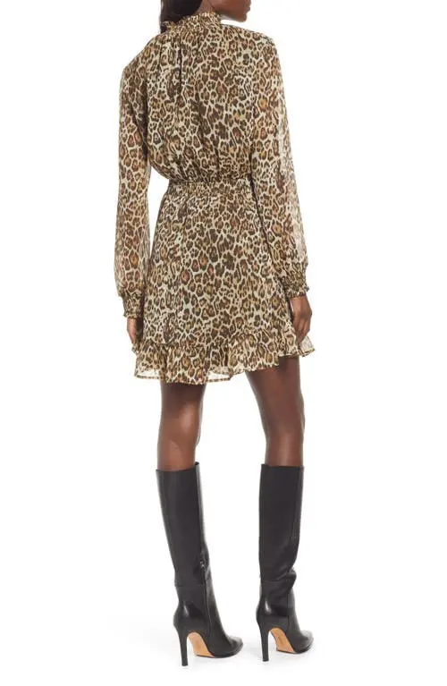 Charles Henry Smocked Cutout Print Mini Dress