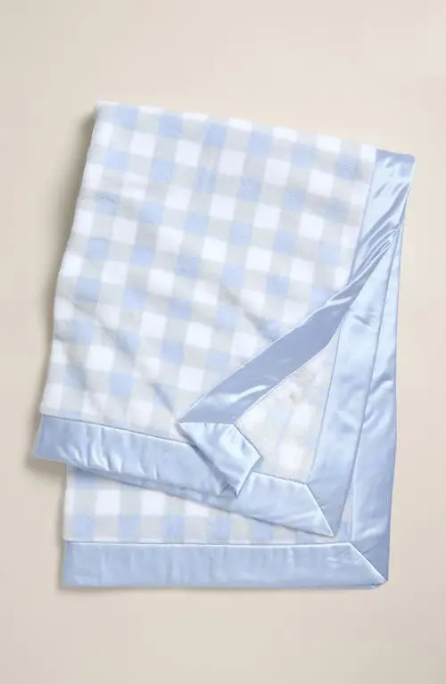 Nordstrom Baby Print Plush Blanket - Blue Feather Gingham