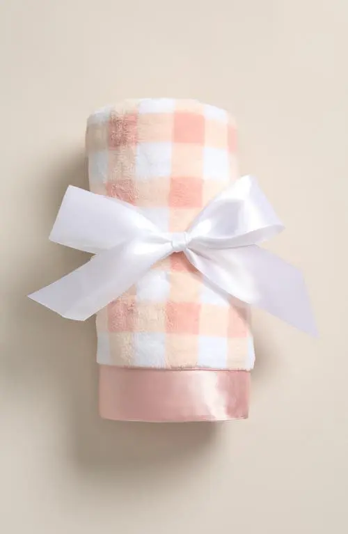 Nordstrom Baby Print Plush Blanket - Pink Lotus Gingham