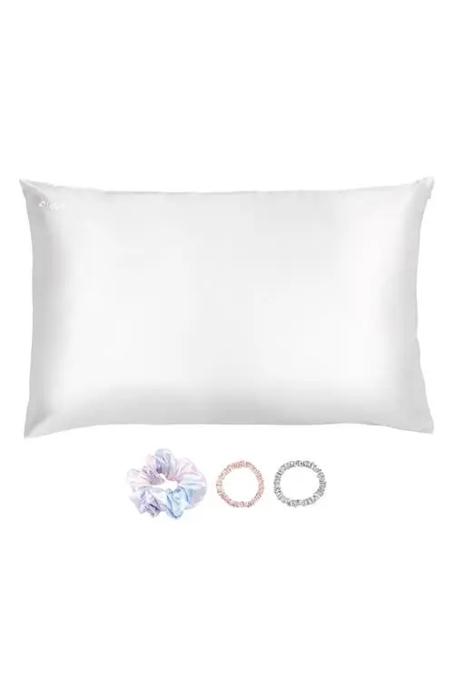 BLISSY Pure Sleep Silk Pillowcase & Scrunchie Set - White/multi