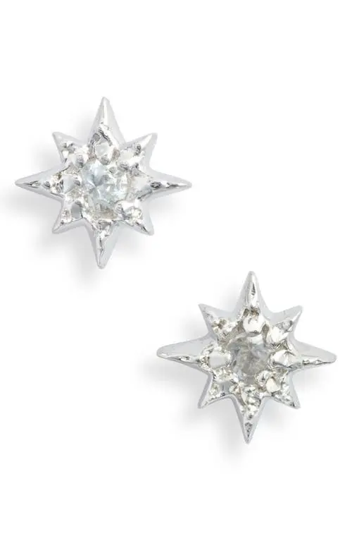 Anzie Mini North Star Stud Earrings - Silver/white Sapphire