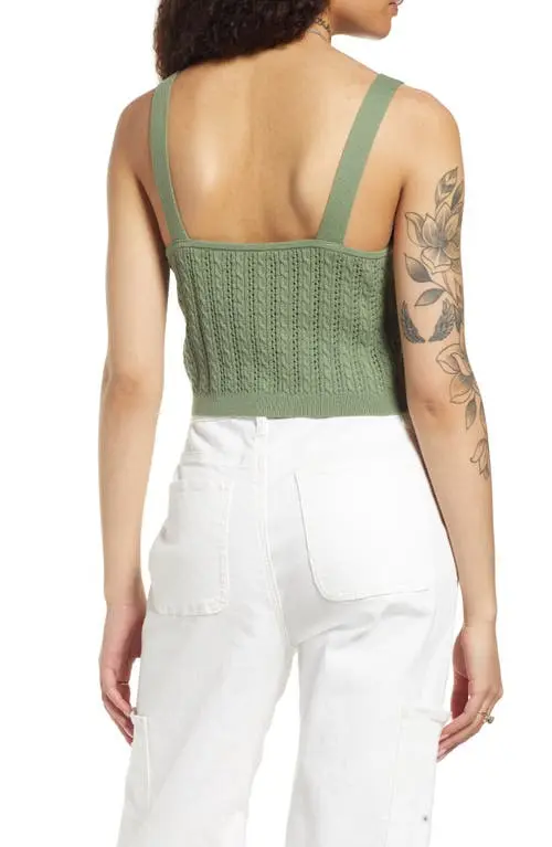 Bp. Cable Knit Tank & Cardigan Set - Green Hedge