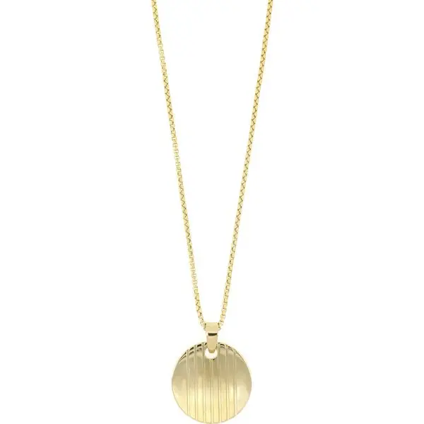 Bony Levy 14k Gold Stripe Disc Pendant Necklace - 14k Yellow Gold