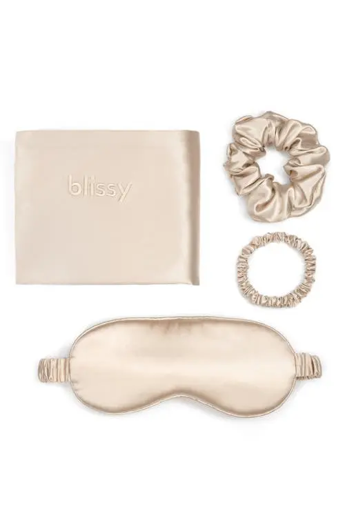 BLISSY Dream 4-piece Mulberry Silk Set - Metallic Gold