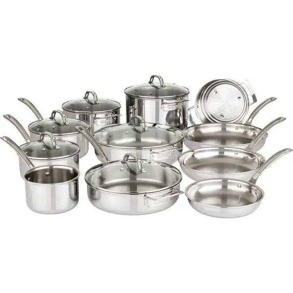 VIKING 17-piece 3-ply Stainless Steel Cookware Set - Silver