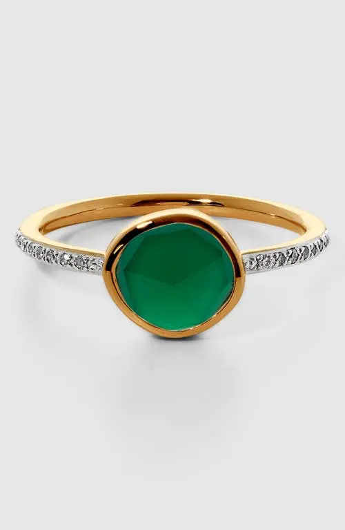 Monica Vinader Siren Green Onyx & Diamond Ring