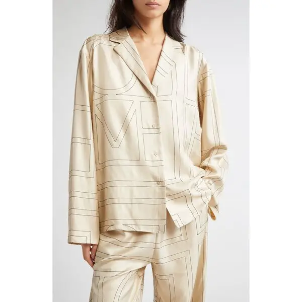 TOTEME Monogram Silk Pajama Top - Ivory Monogram